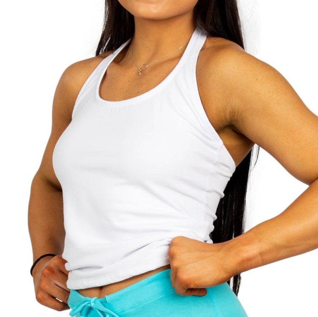 Women's White Sports Bra Halter Top Yoga Workout Fitness Training ...