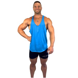 Men’s Turquoise Extreme Stringer Tank Bodybuilding Exercise Training ...