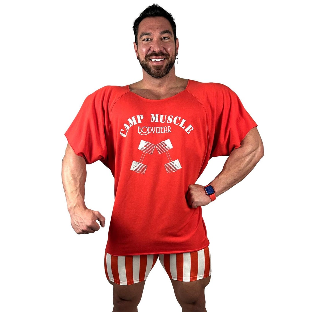 Men's Red Rag Top Bodybuilding Pump Cover Tapered Gym Training - Etsy