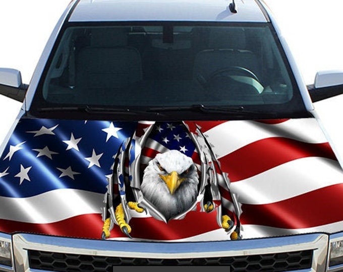 American Flag Eagle Rip Car Truck Hood Wrap Vinyl Graphic Decal - Etsy