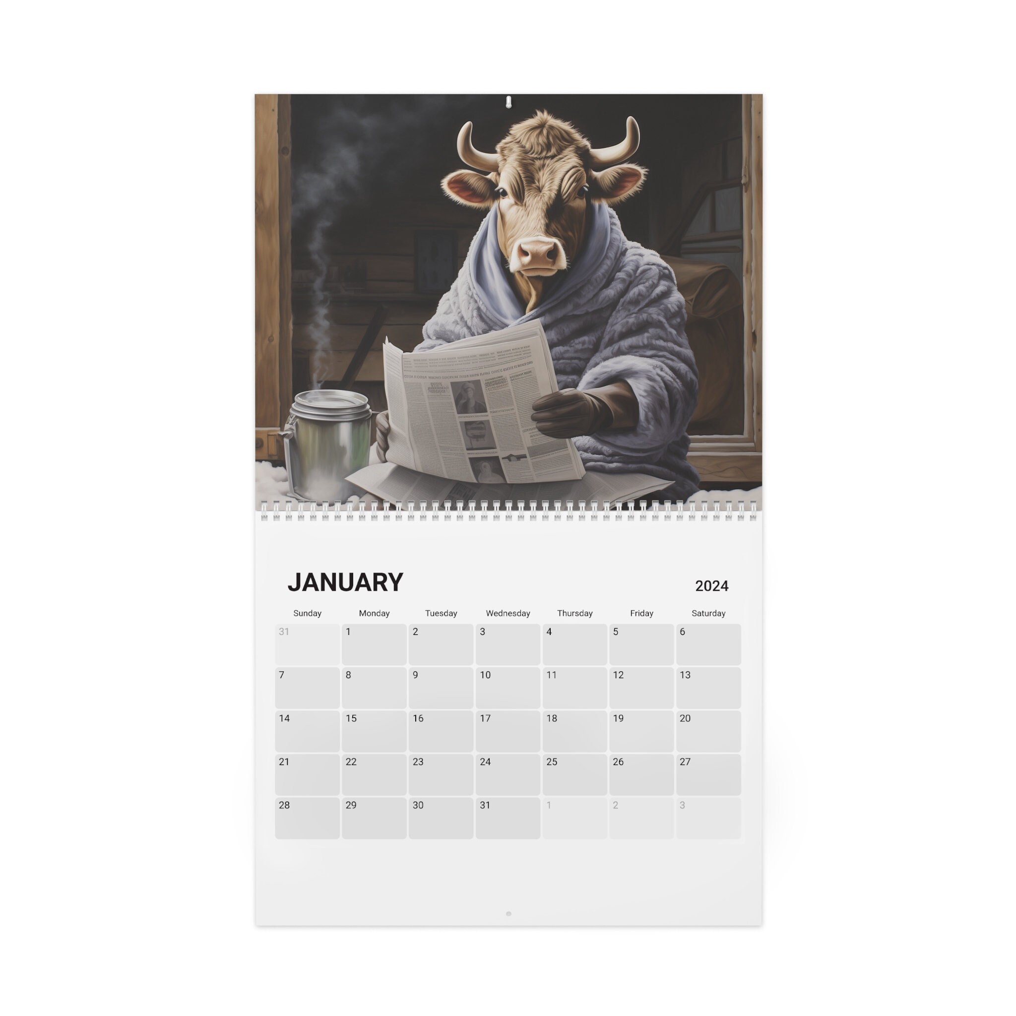 Farm Animals Calendar 2024 Reading the Newspaper, Funny, Viral - Etsy