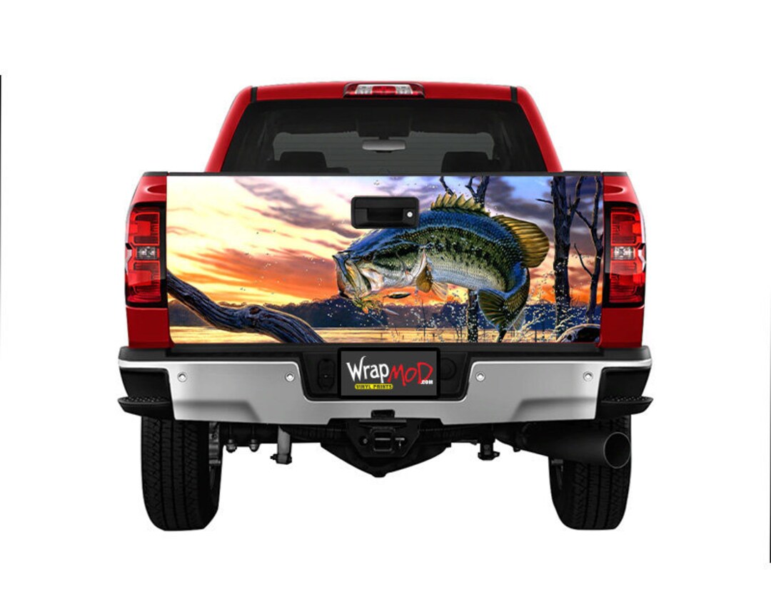 Tailgate Wrap, Largemouth Bass Jumping in Water, Fishing, Pickup Truck ...