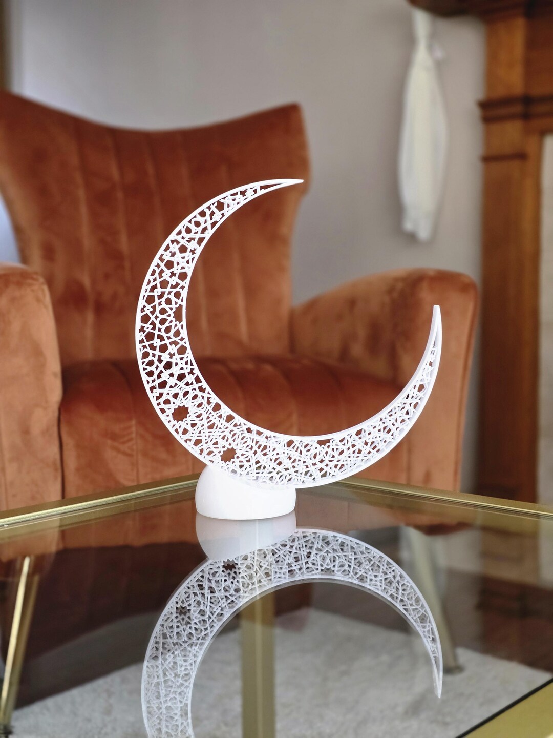 Ramadan Islamic Pattern 3D Printed Cresent Moon With Attached Base - Etsy
