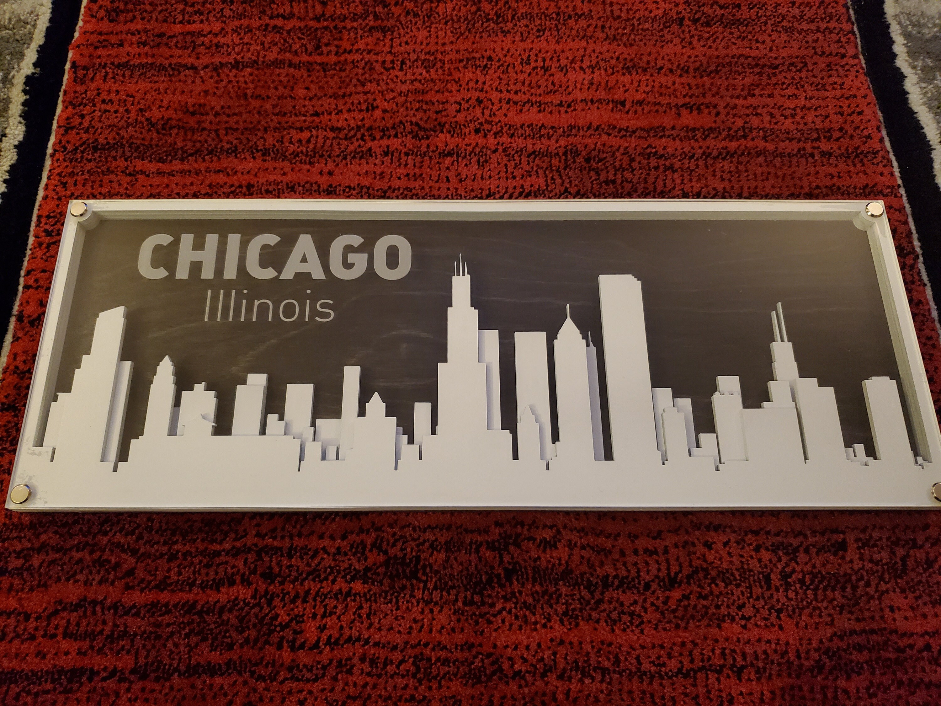 Chicago City Skyline Layered Wall Decor With Acrylic Panel - Etsy