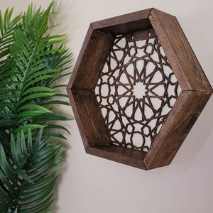 Islamic Pattern Book Shelf-hexagon Shelf-rustic Modern Wall Shelf - Etsy