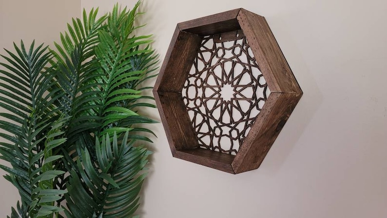 Islamic Pattern Book Shelf-hexagon Shelf-rustic Modern Wall Shelf - Etsy