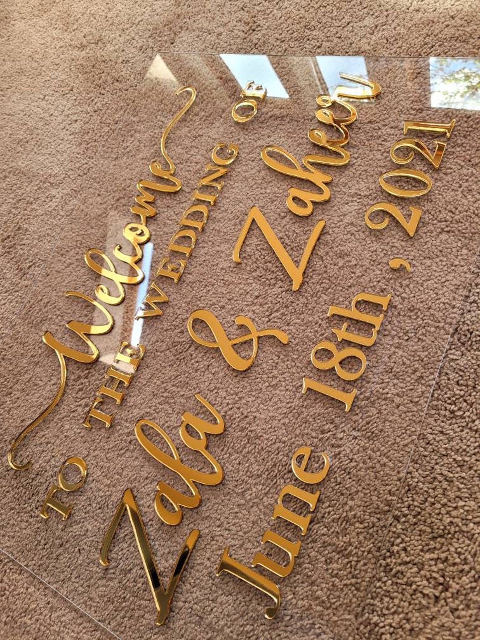 Acrylic Wedding Sign-gold Mirror Acrylic Text - Etsy