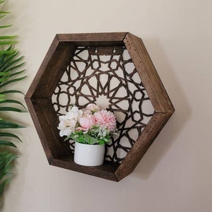 Islamic Pattern Book Shelf-hexagon Shelf-rustic Modern Wall Shelf - Etsy