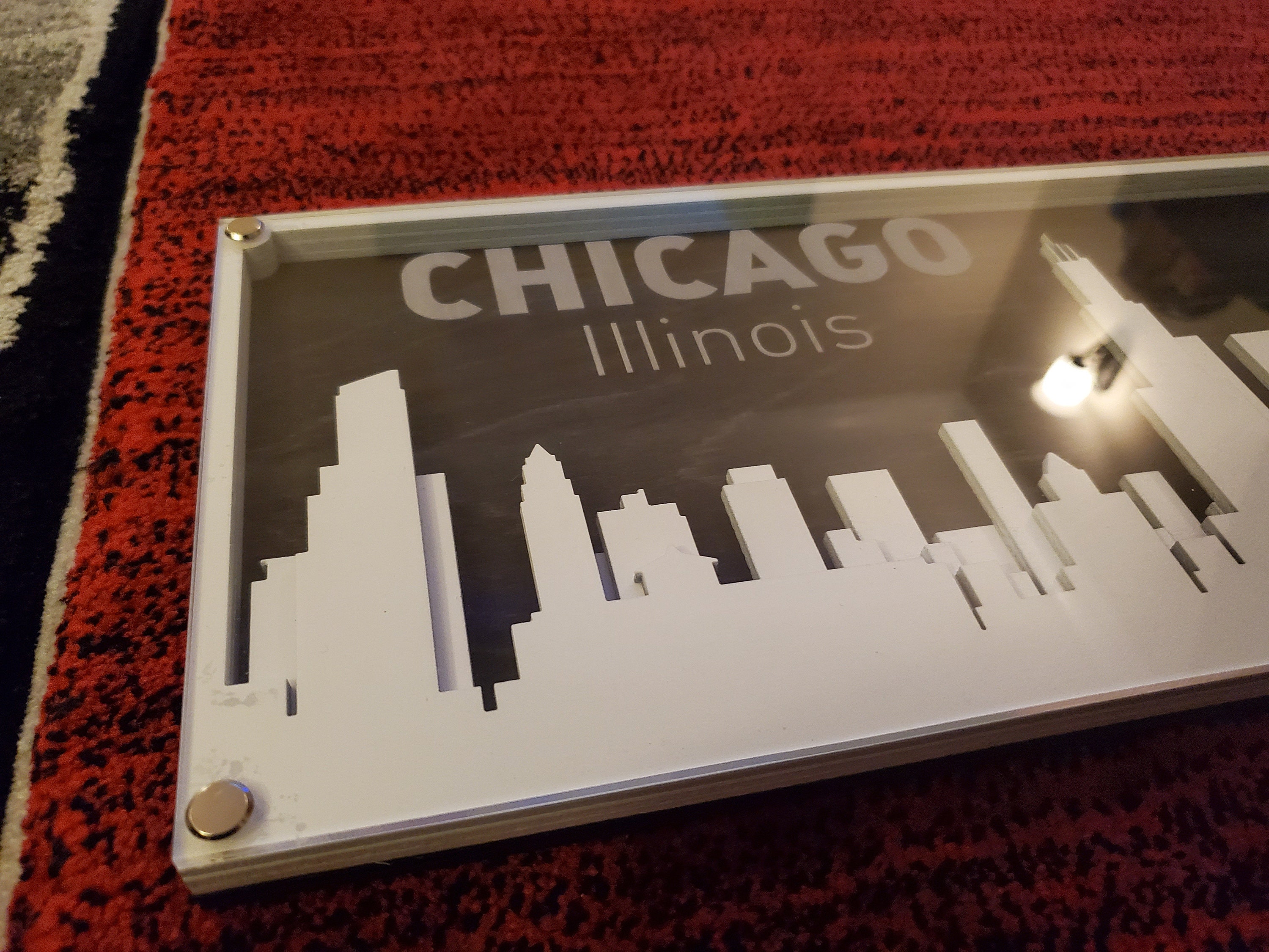 Chicago City Skyline Layered Wall Decor With Acrylic Panel - Etsy