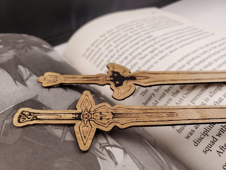 Fantasy Swords Bookmark Set Two Golden Finished Wood Veneer | Etsy