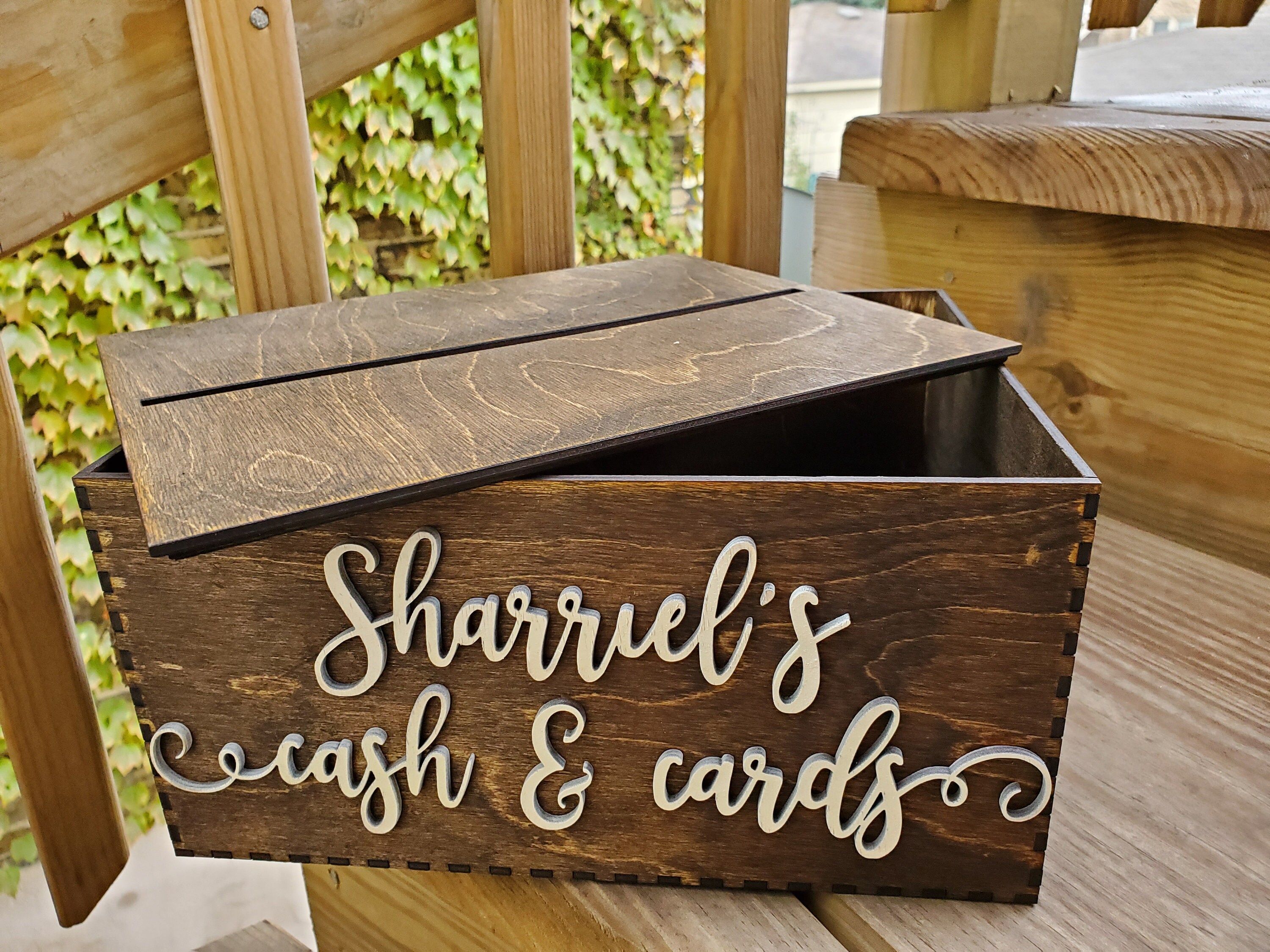 Wooden Personalized Gift Card Box Card Box W/ 3D Customized | Etsy