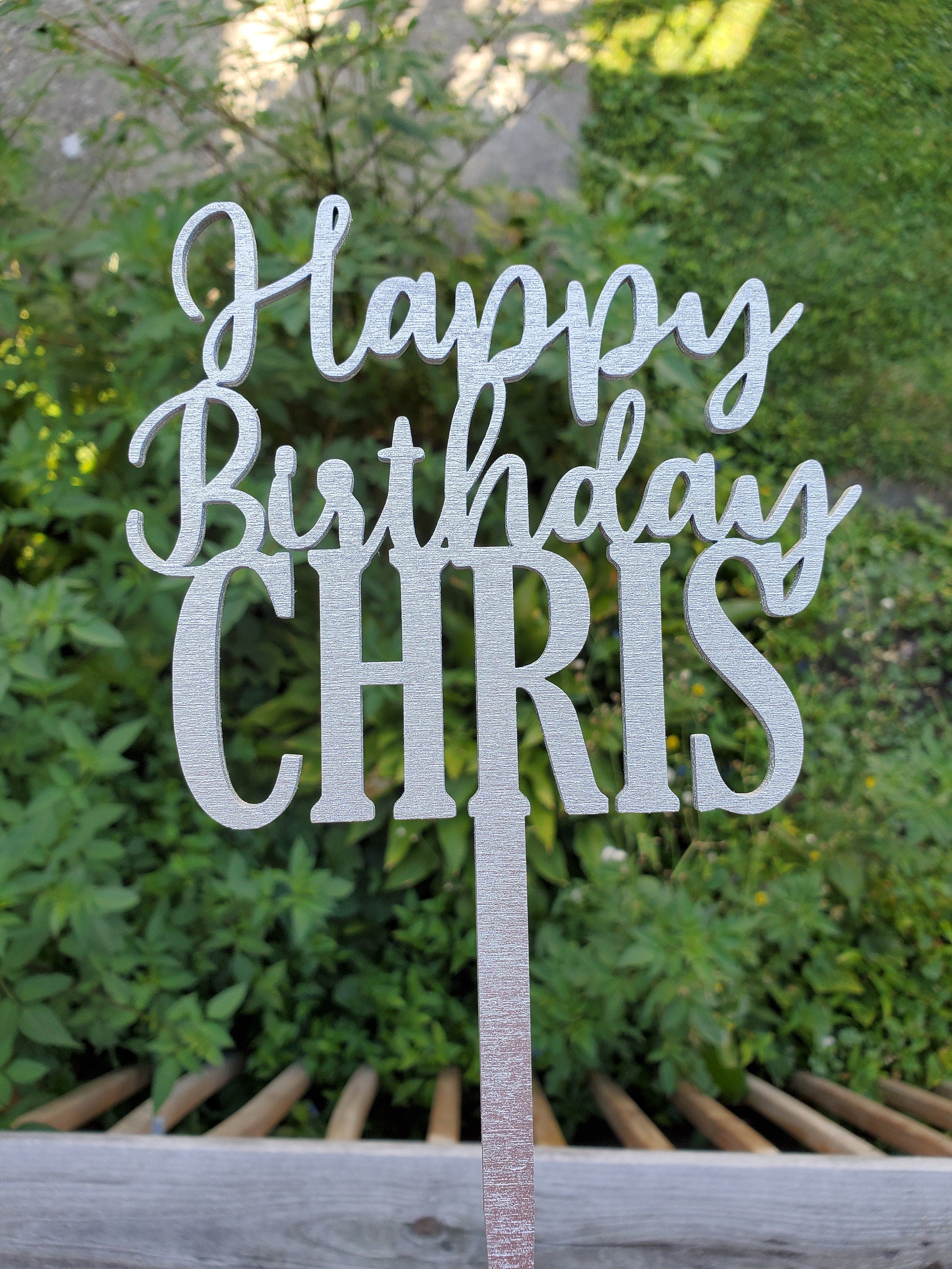 Happy Birthday Metallic Cake Topper Silver And Gold Topper Etsy Australia