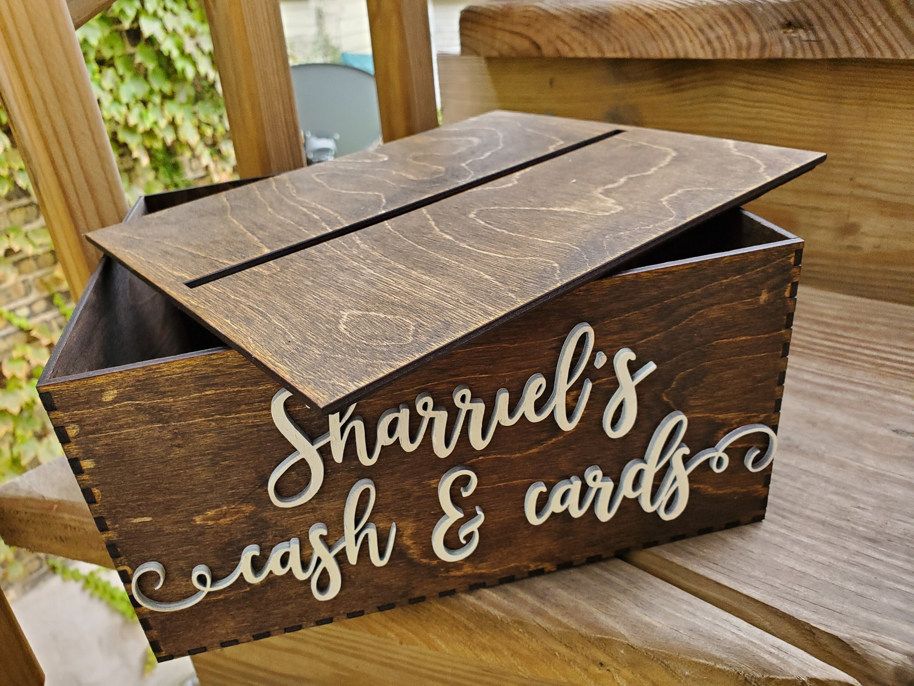 Wooden Personalized Gift Card Box Card Box W/ 3D Customized | Etsy