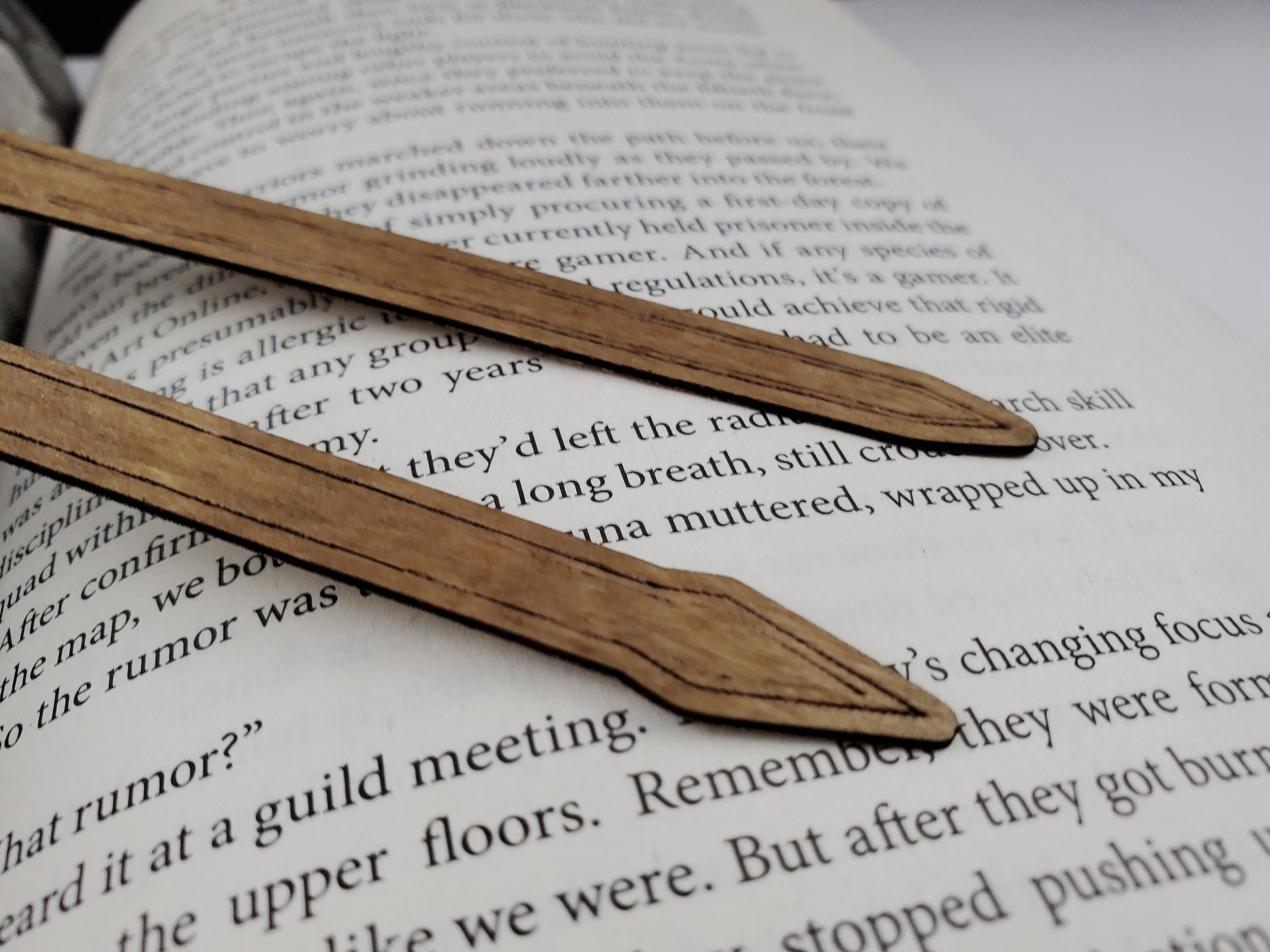 Fantasy Swords Bookmark Set - Two Golden Finished Wood Veneer Sword ...