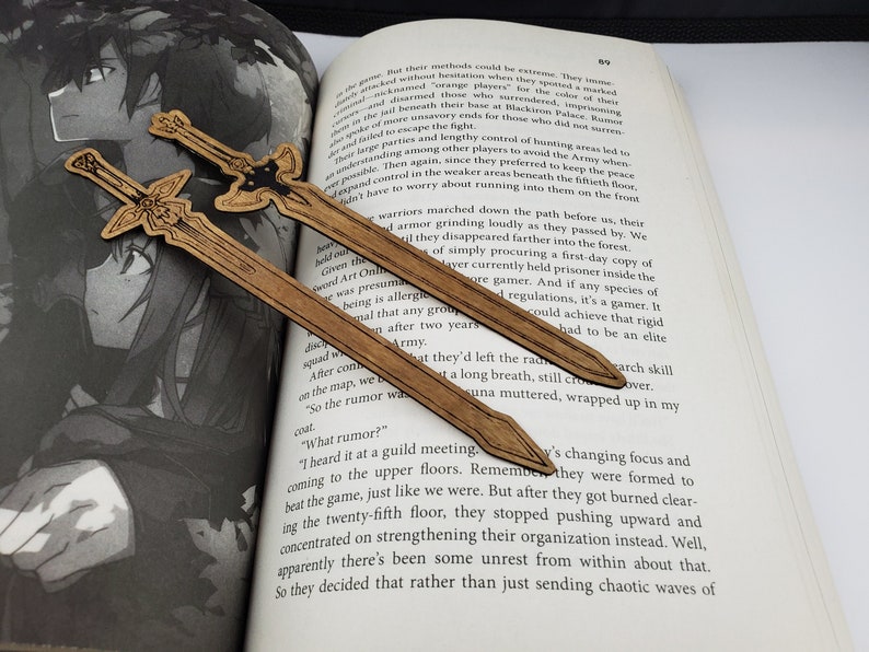Fantasy Swords Bookmark Set - Two Golden Finished Wood Veneer Sword ...