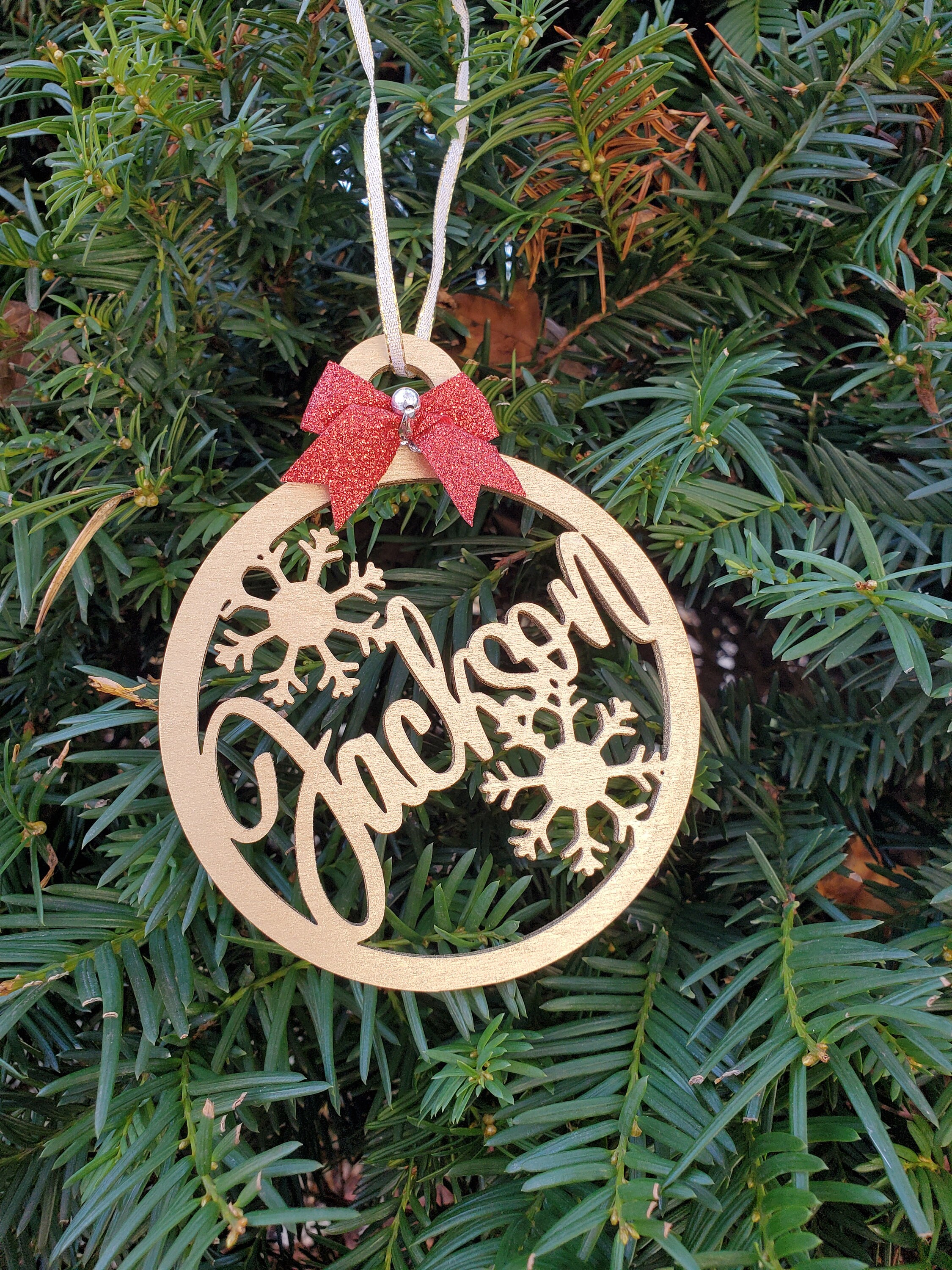 Christmas Tree Ornaments Personalized Wooden Name Ornaments | Etsy