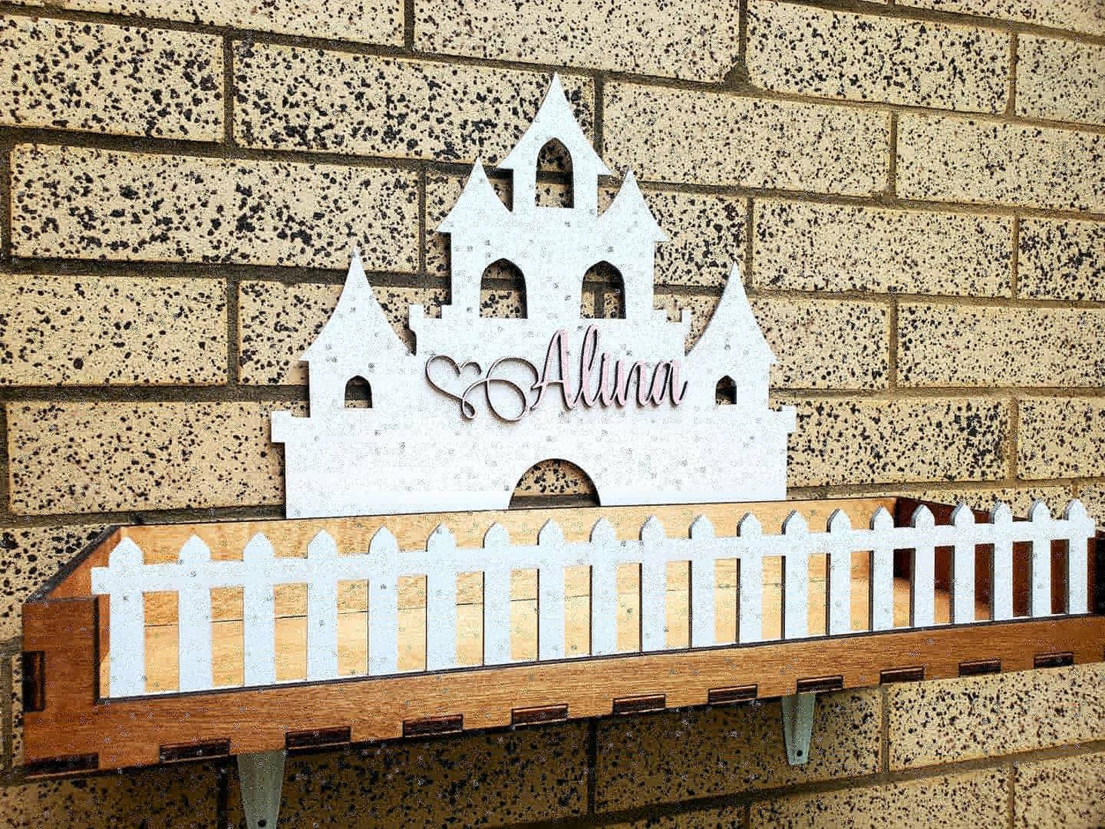 Personalized Wooden Castle With Fence Shelf - Etsy