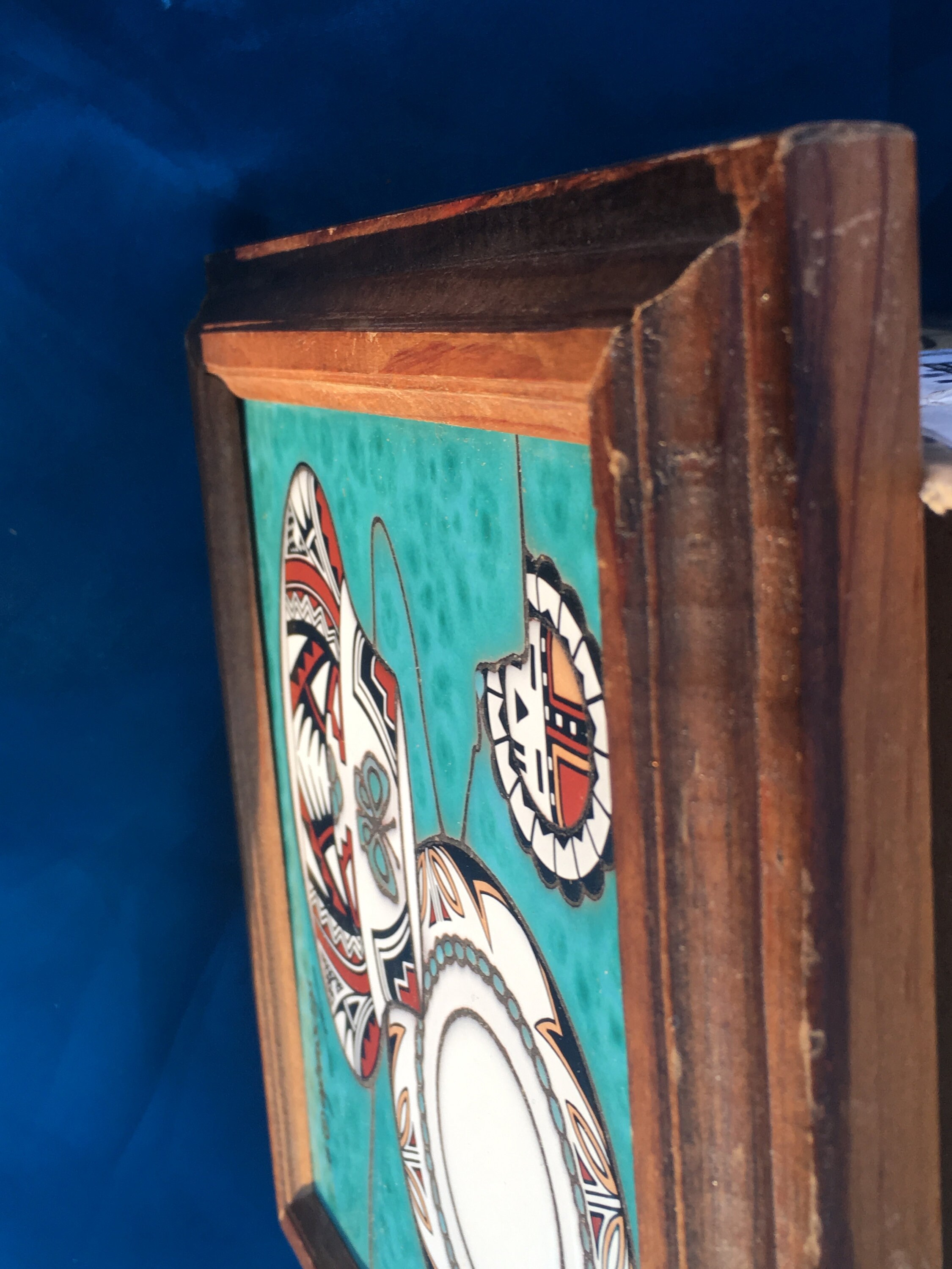 Clay Trivet Tile 6"x6" Pueblo Turquoise Blue Sun, Olla Pot Vintage ...