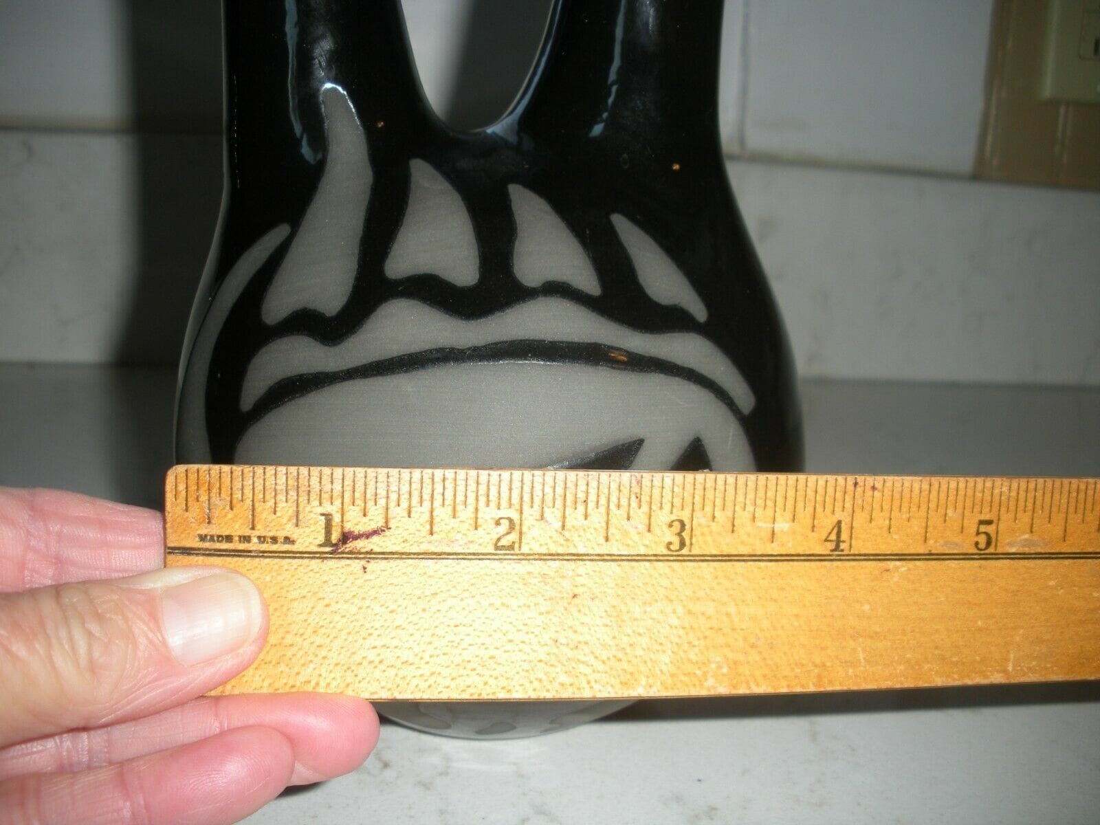 Tall Wedding Vase Black Pueblo Pottery 10.75" Southwest Vintage Bear ...