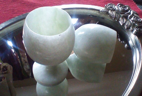 Wine Jade Goblet Pair Handmade Gemstone Collector Heirloom | Etsy