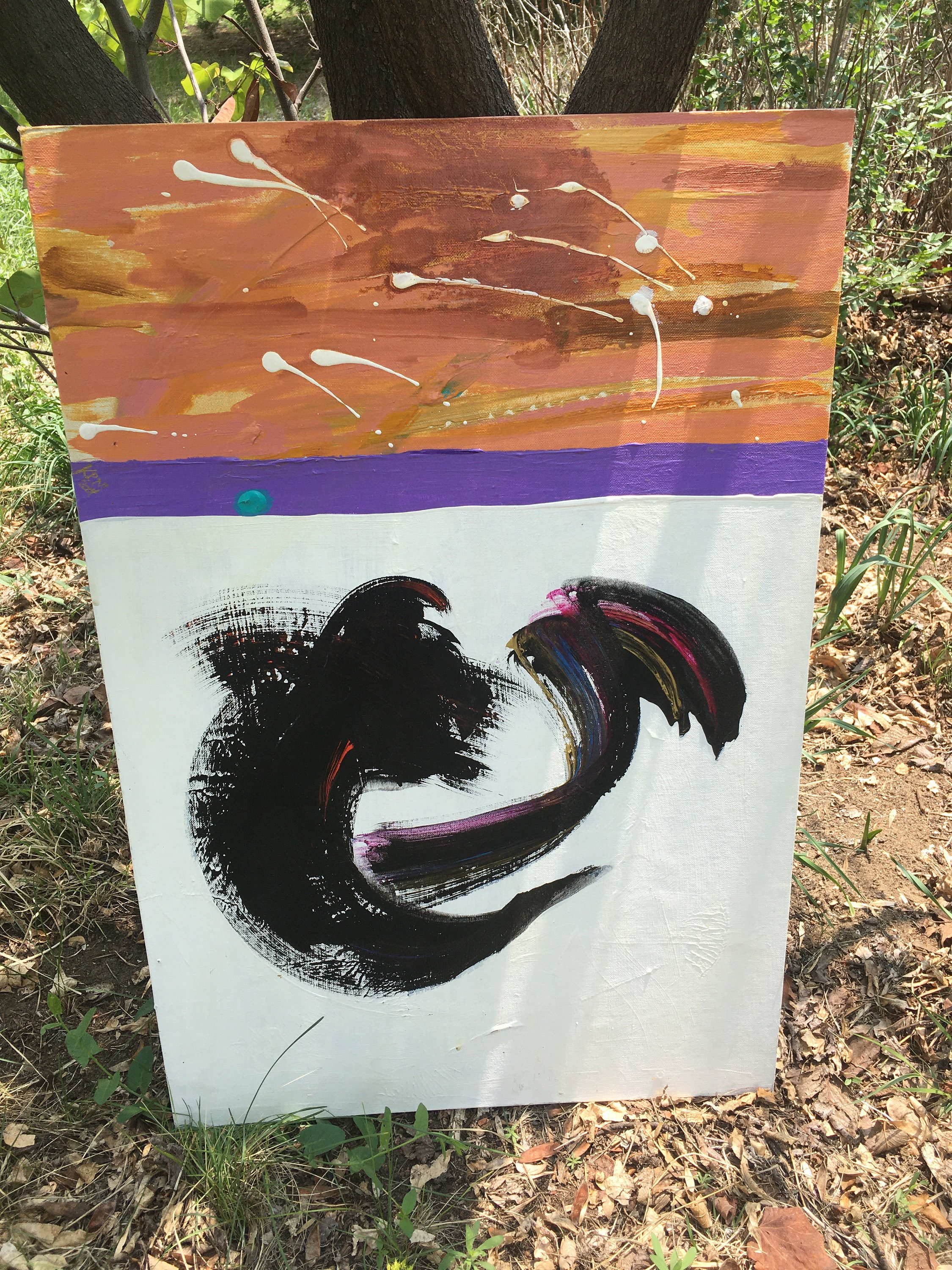 Sumi-e Painting Color in Acrylic on Board 20"x30" PHOENIX RISING ...