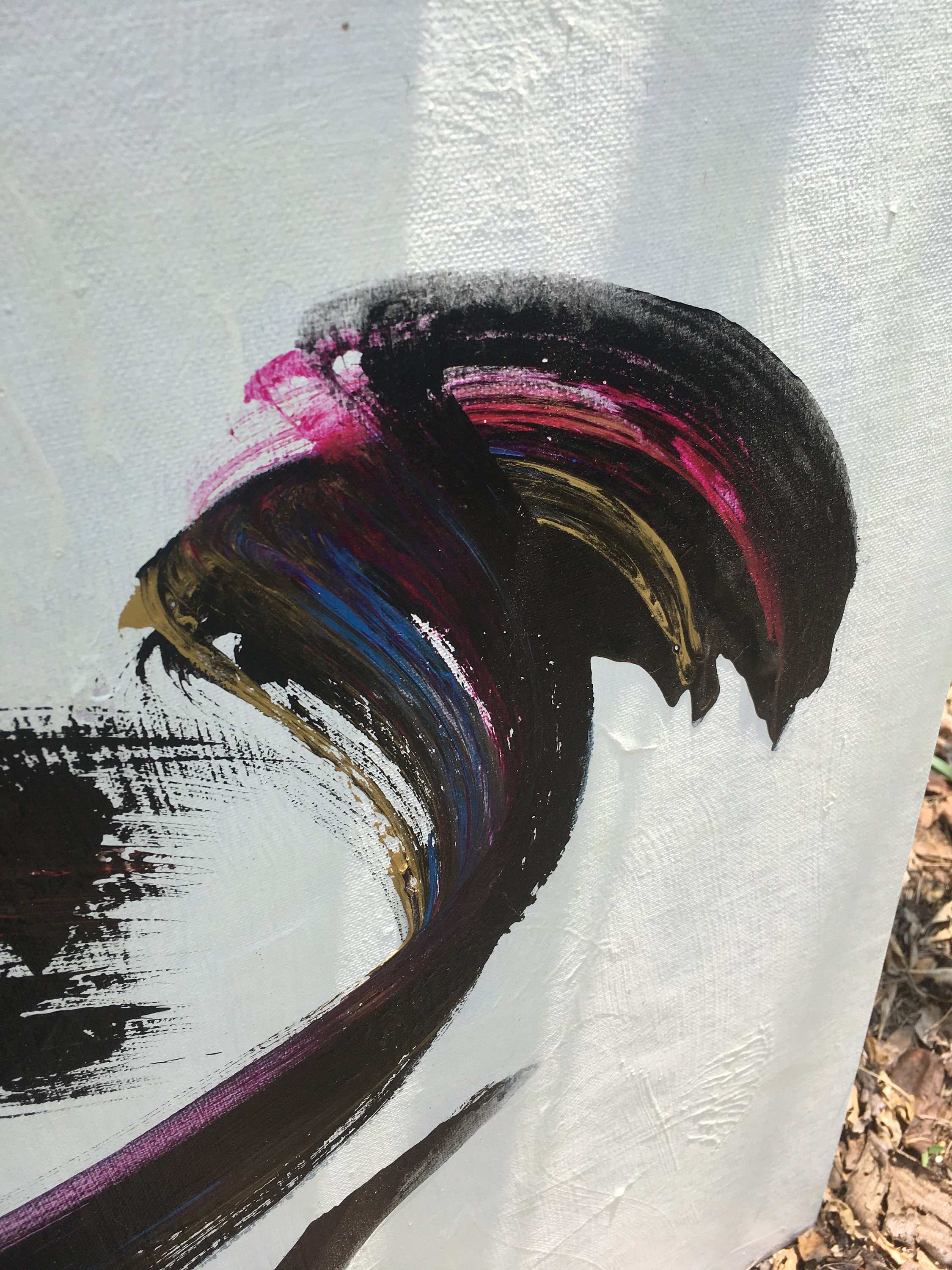 Sumi-e Painting Color in Acrylic on Board 20x30 PHOENIX RISING Handmade ...