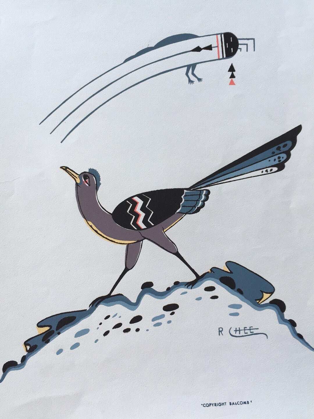 Robert Chee Serigraph Print Road Runner Vintage Signed UNFRAMED Silk ...