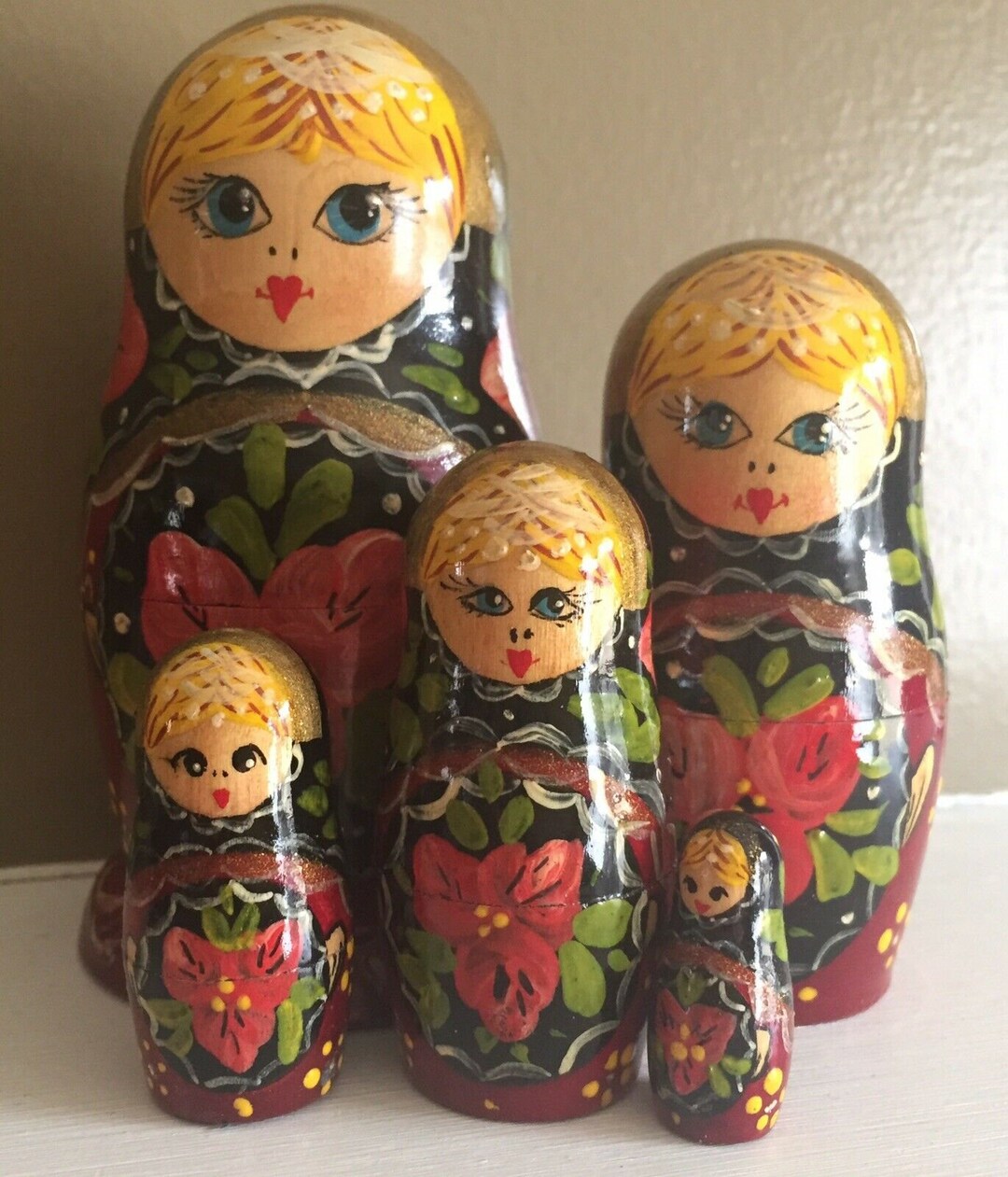 Colorful Russian Nesting Dolls Vintage 1992 5 Figurines - Etsy