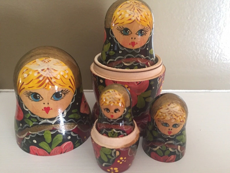 Colorful Russian Nesting Dolls Vintage 1992 5 Figurines - Etsy