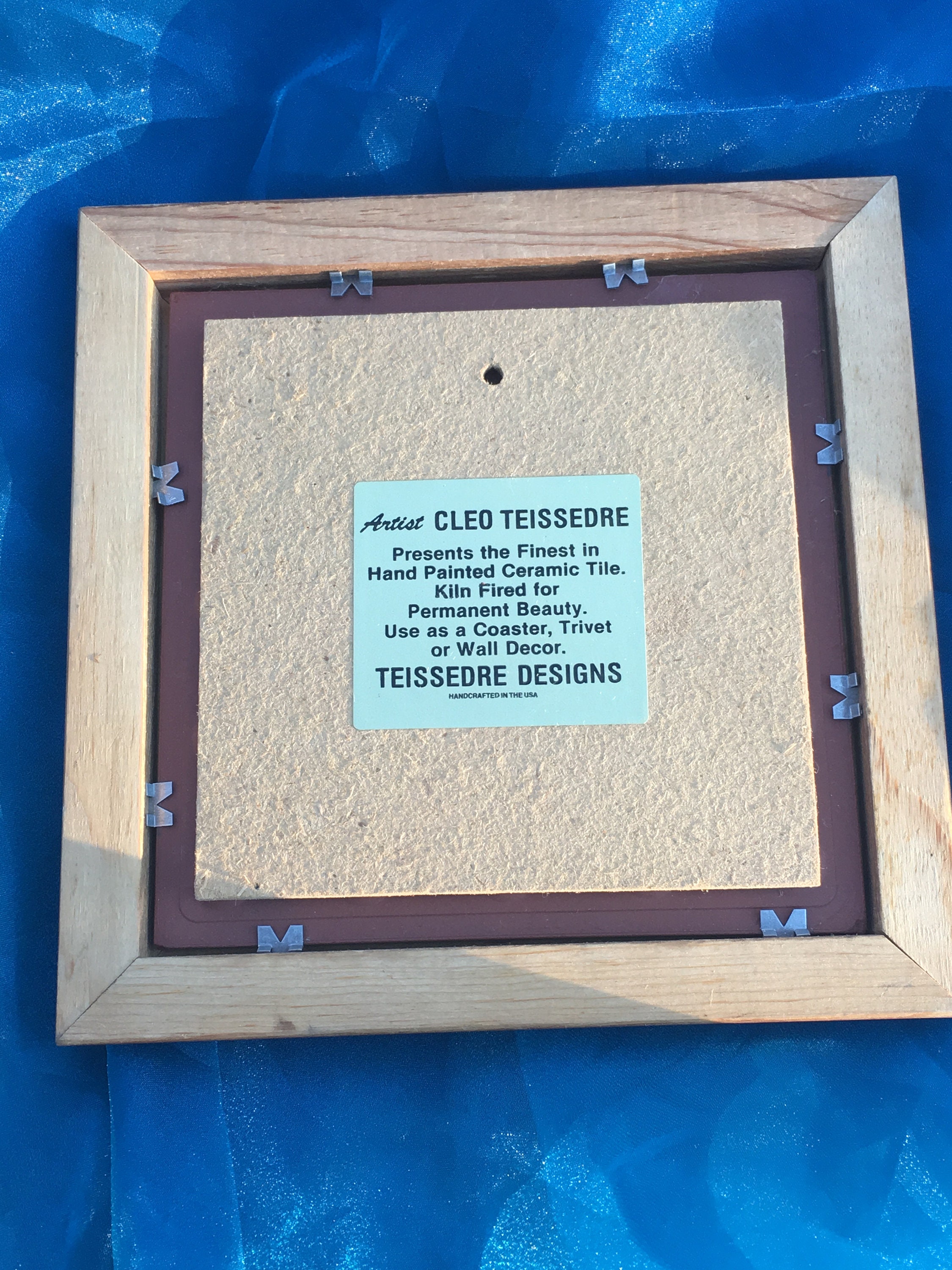 Clay Trivet Tile 6"x6" Pueblo Turquoise Blue Sun, Olla Pot Vintage ...