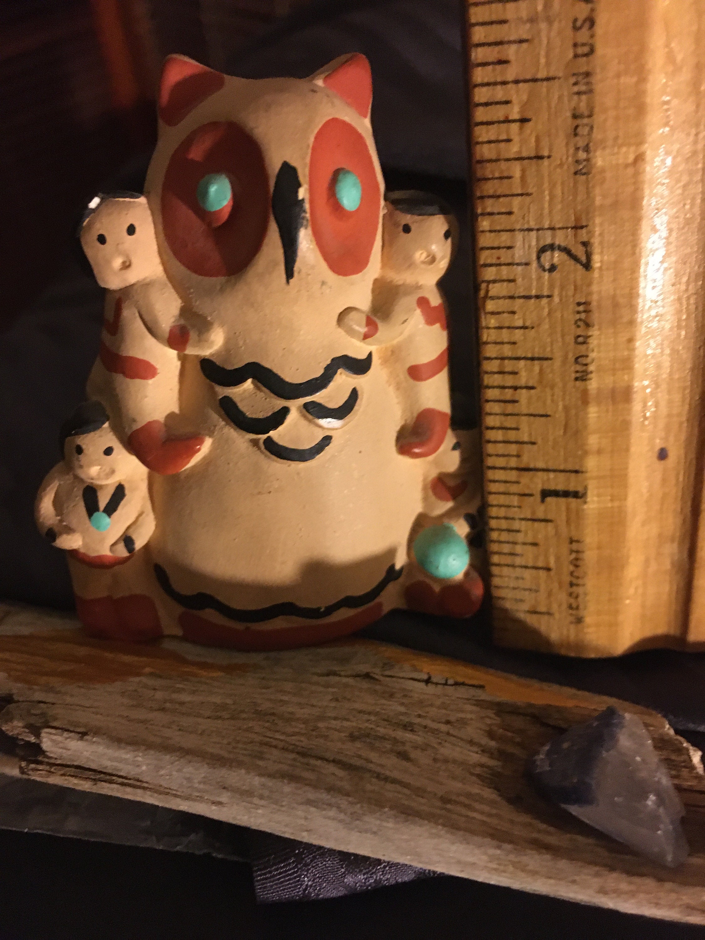 Pueblo Clay Storyteller Owl Mother and Children Vintage - Etsy