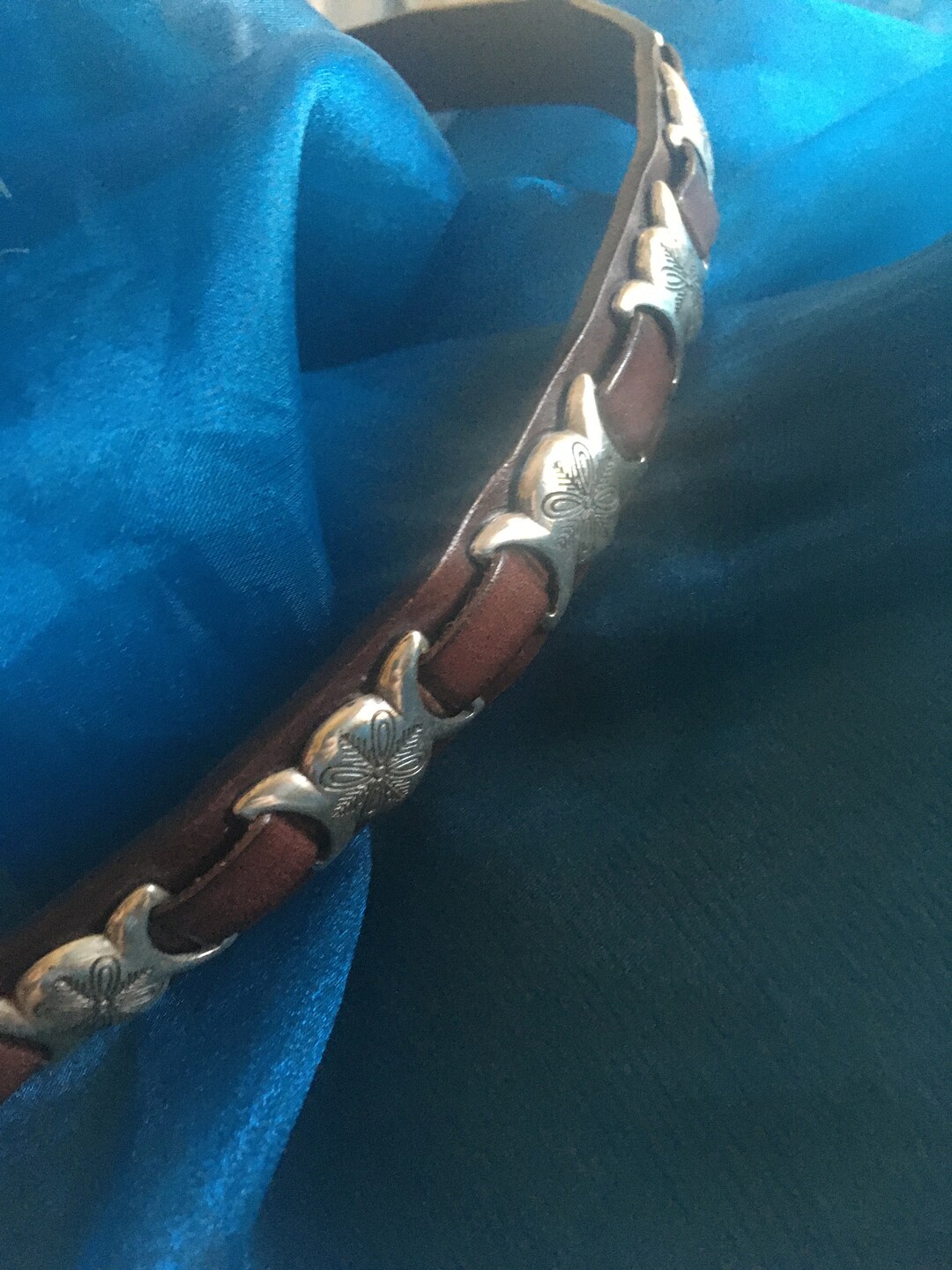 Leather & Silver Metal Concho Button Concho Belt 32 Inch or Use for Hat ...