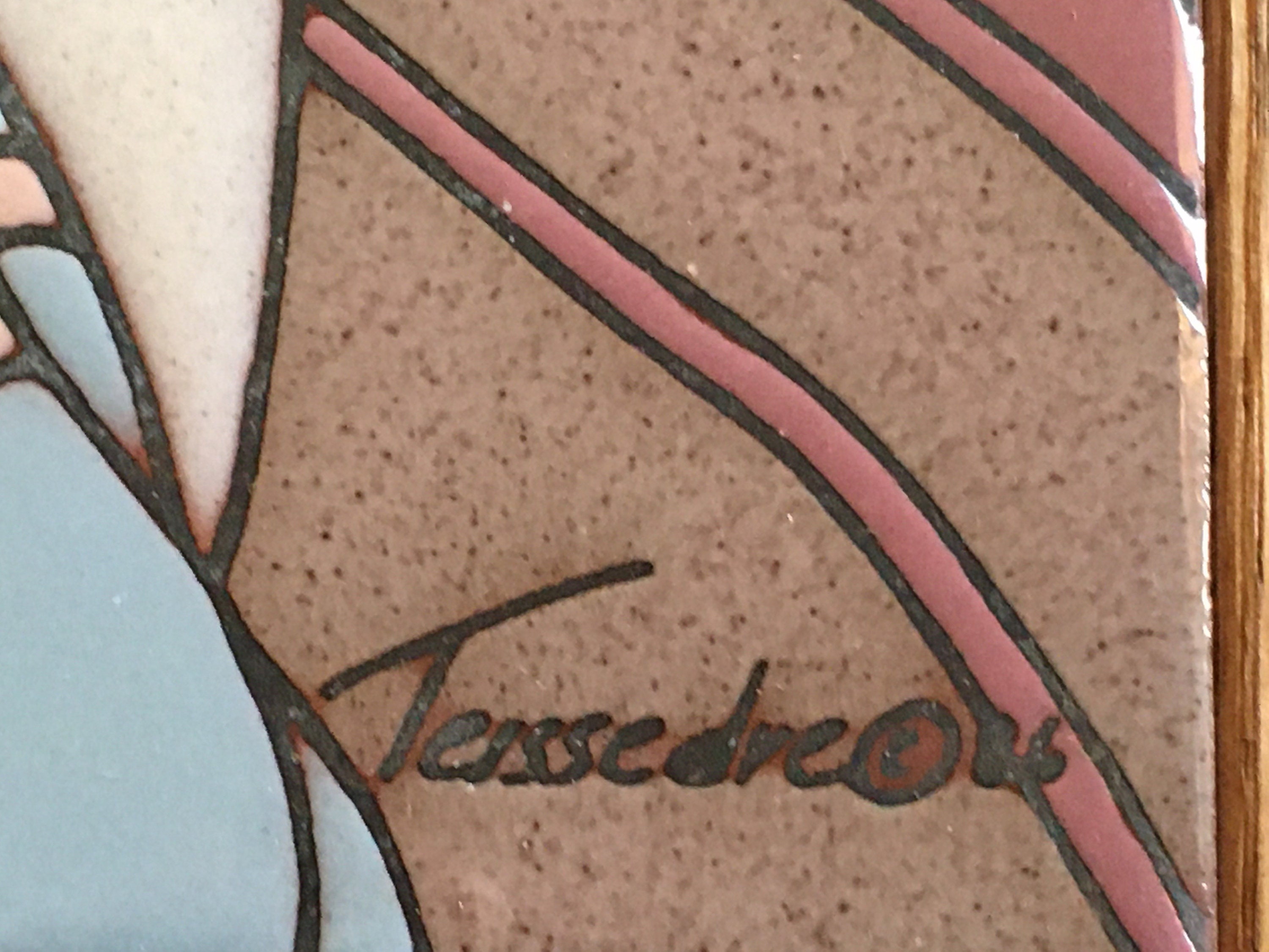 Clay Trivet Tile 7"x7" Pueblo Turquoise Pueblo Man Woman Vintage ...