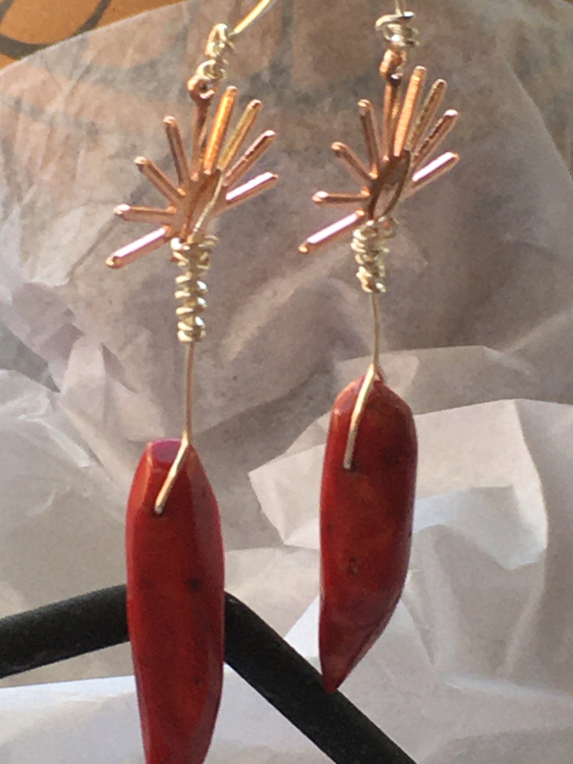 Chili Roasting Season Sunburst Chili Pepper Ristra 4' Dangle Earrings ...