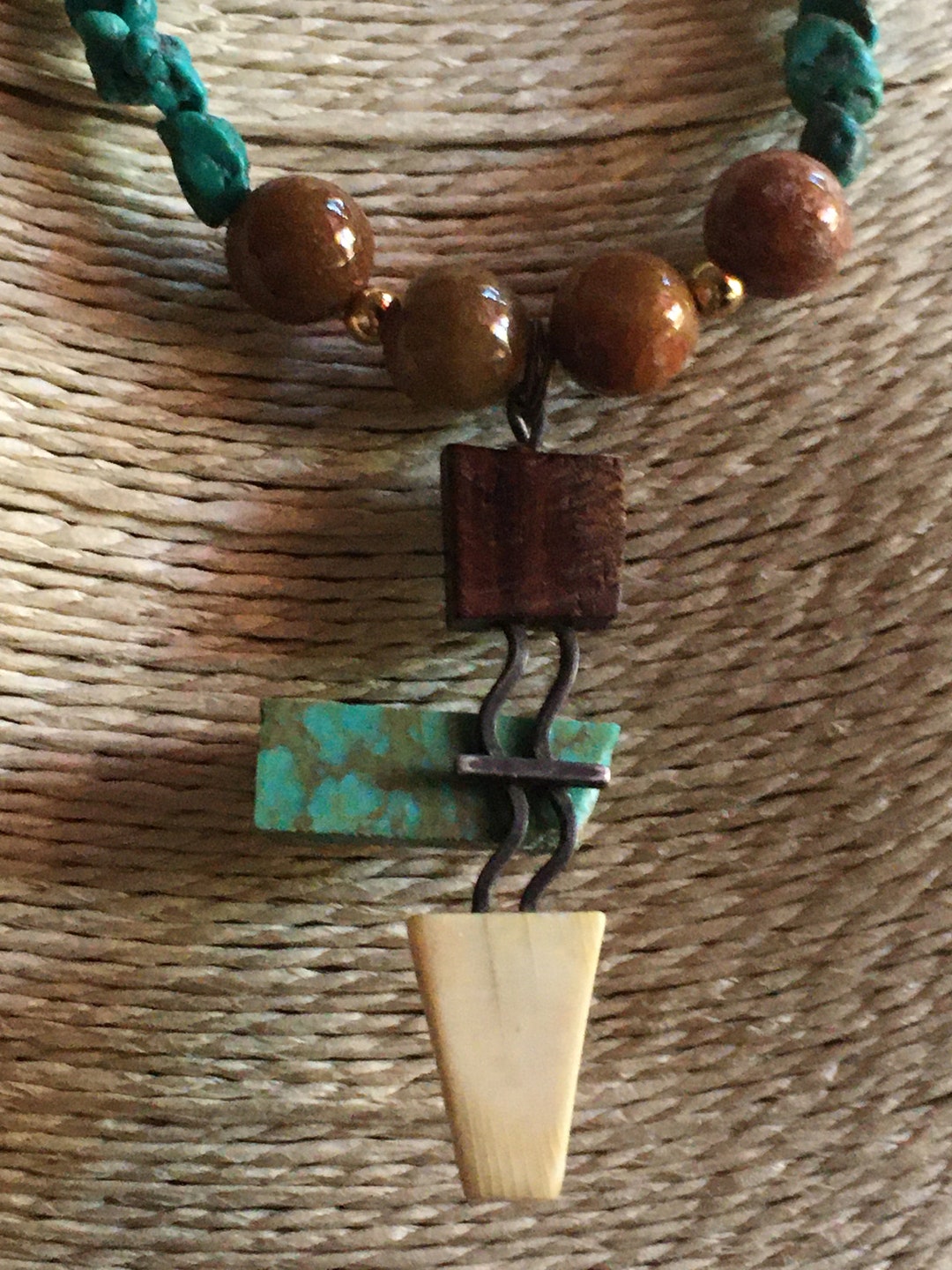 Royston TURQUOISE With Brown Jadeite Jade and Turq Chips Modern ...