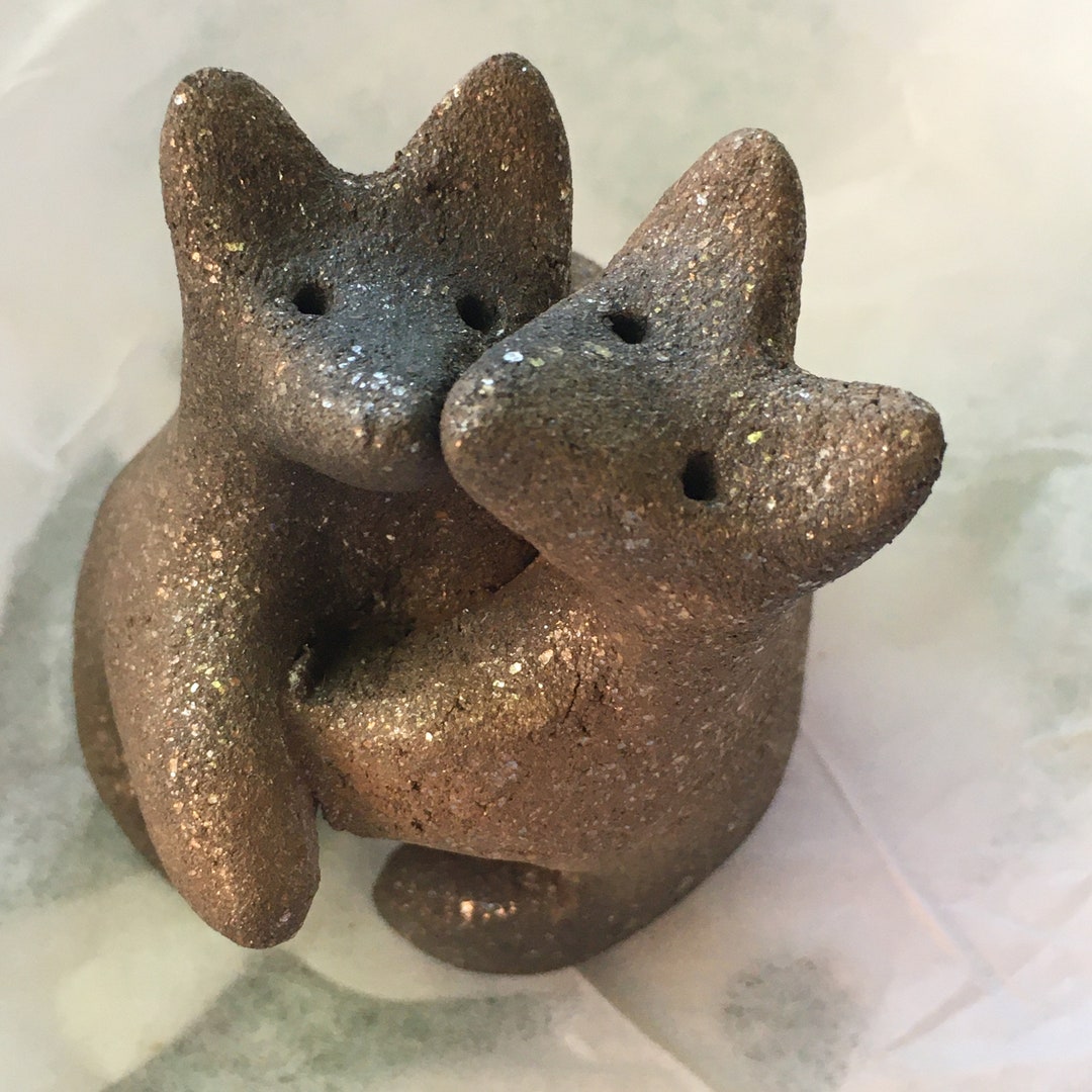 Taos Pueblo Micaceous Clay TWO BEAR Family Vintage Signed Jason ...