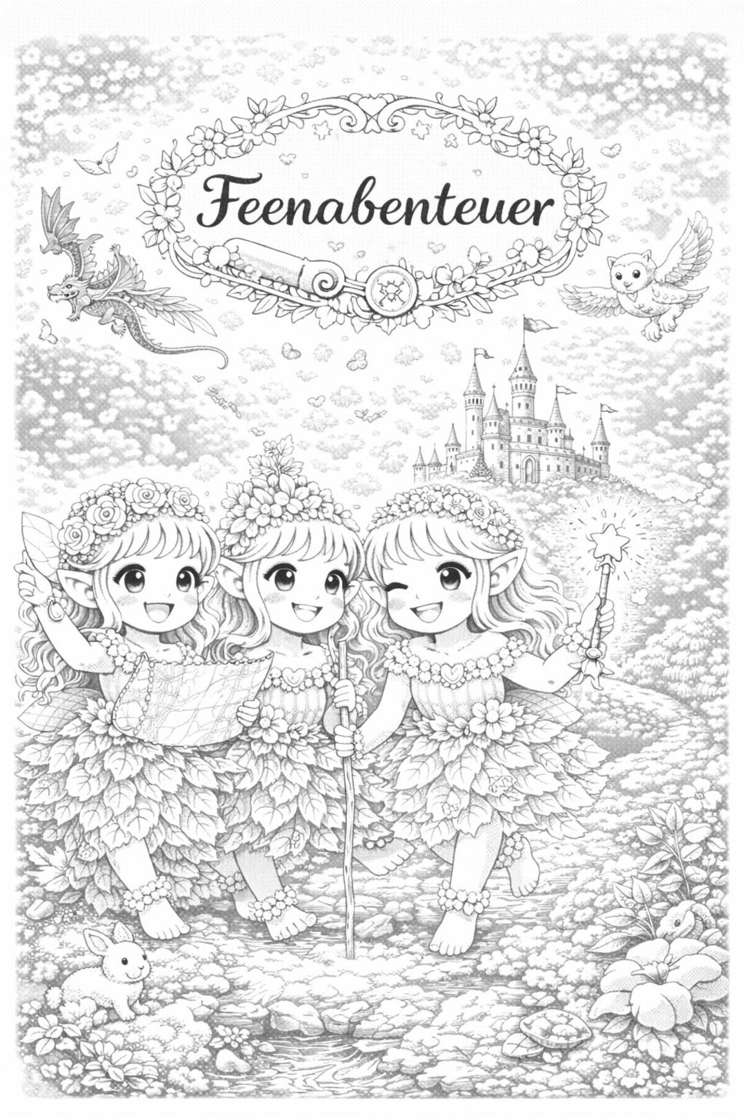 Fairy Adventure Coloring Book – Cute Forest Fairy Coloring Pages for ...