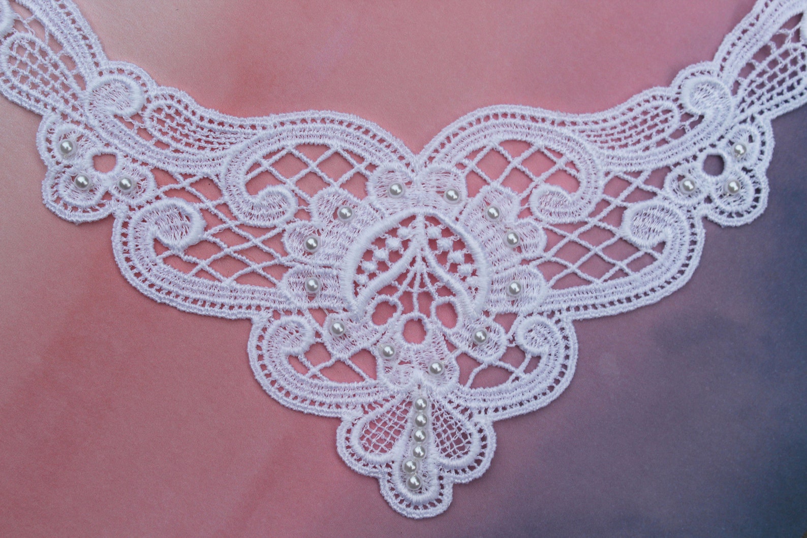8 1 2 X 5 3 4 White Floral Swirl Design Neckline Etsy
