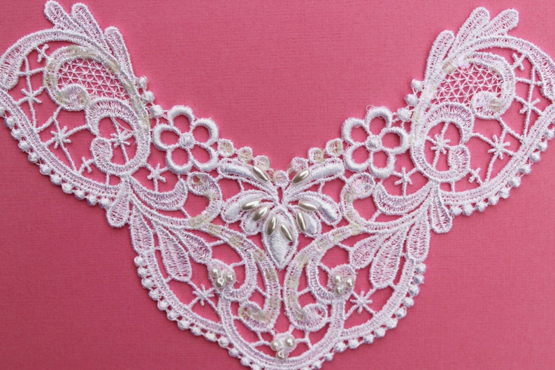 8 1/4" X 4 5/8" Floral Collar Appliqué With Sequins and Beaded Details ...