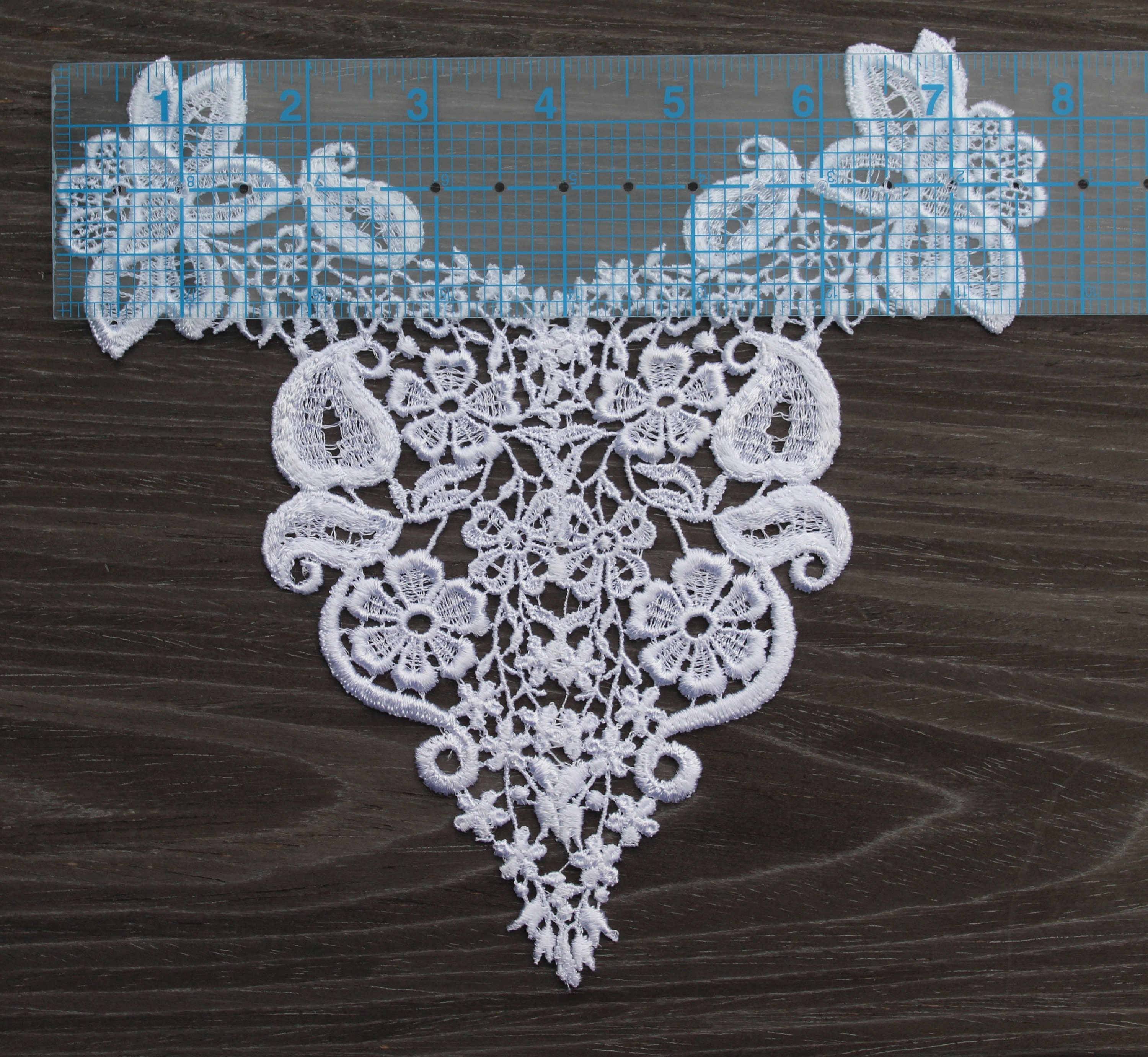 7 1/2" X 7 7/8" White Neckline Appliqué With Floral Embroidery Designs ...