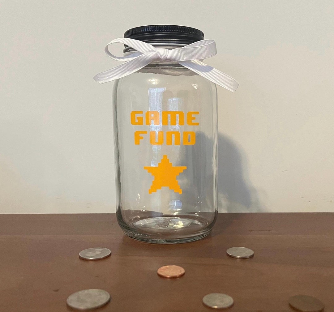 Game Fund Mason Jar Bank (pixel Star) - Etsy
