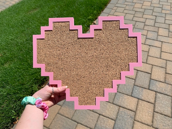 Pixel Heart Shaped Pin Board Cork Board multiple Sizes - Etsy