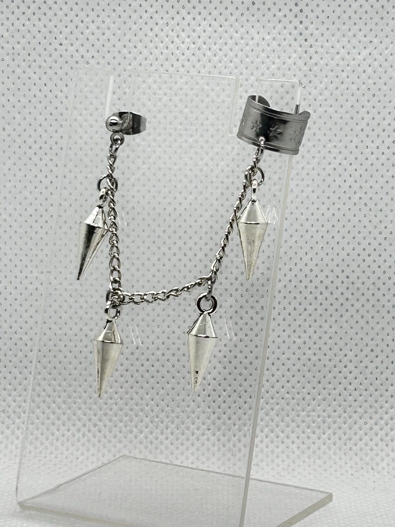 Ear Cuff & Chain of Conical Charms - Etsy