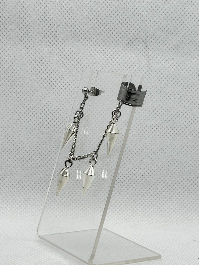 Ear Cuff & Chain of Conical Charms - Etsy