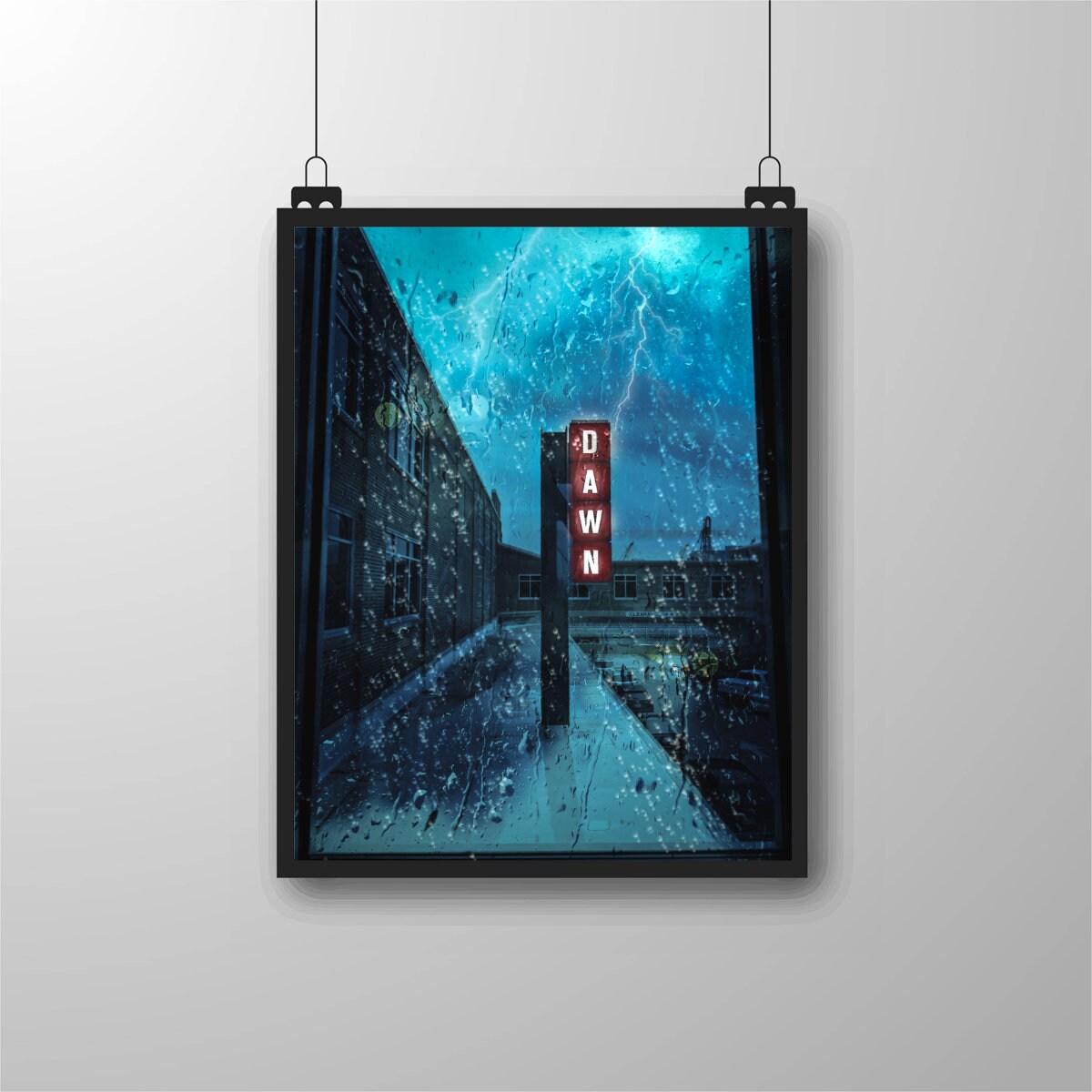 Rainy Day at Work Poster Window View - Etsy