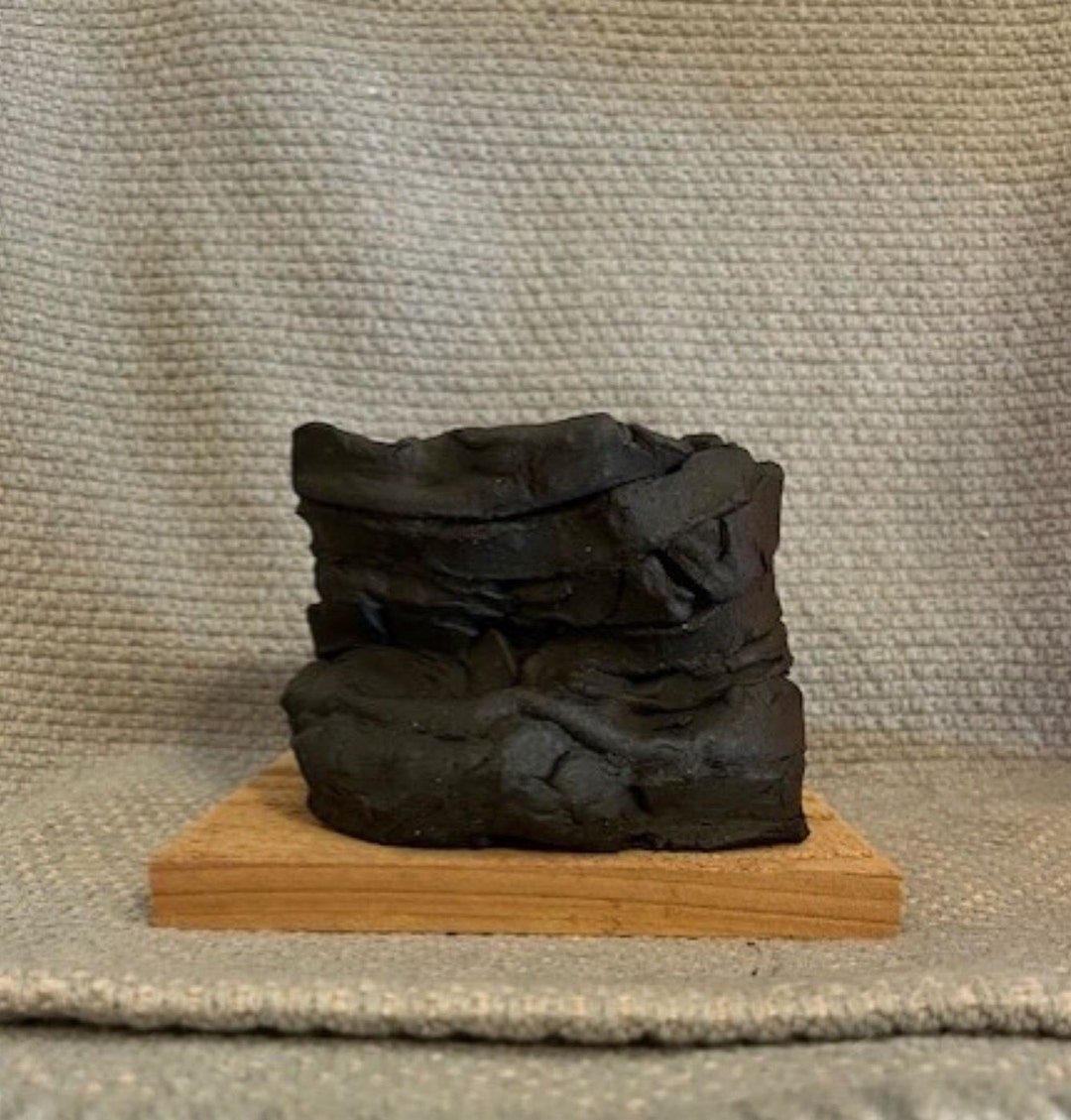 Rustic Hand Built Black Clay Coiled Pot, Unglazed 1.9 - Etsy