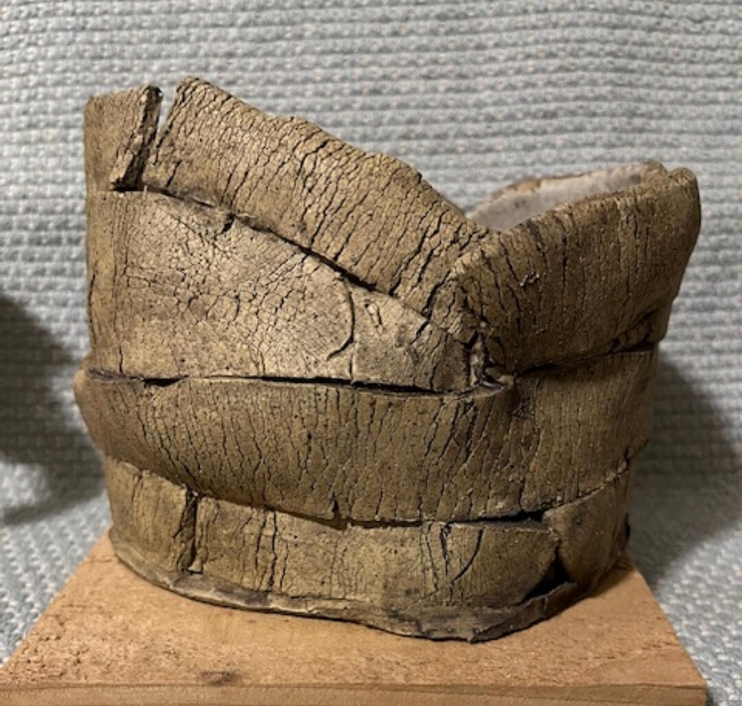 Organic Hand Made Speckled Buff Clay Strip Pot, Great for Cacti ...