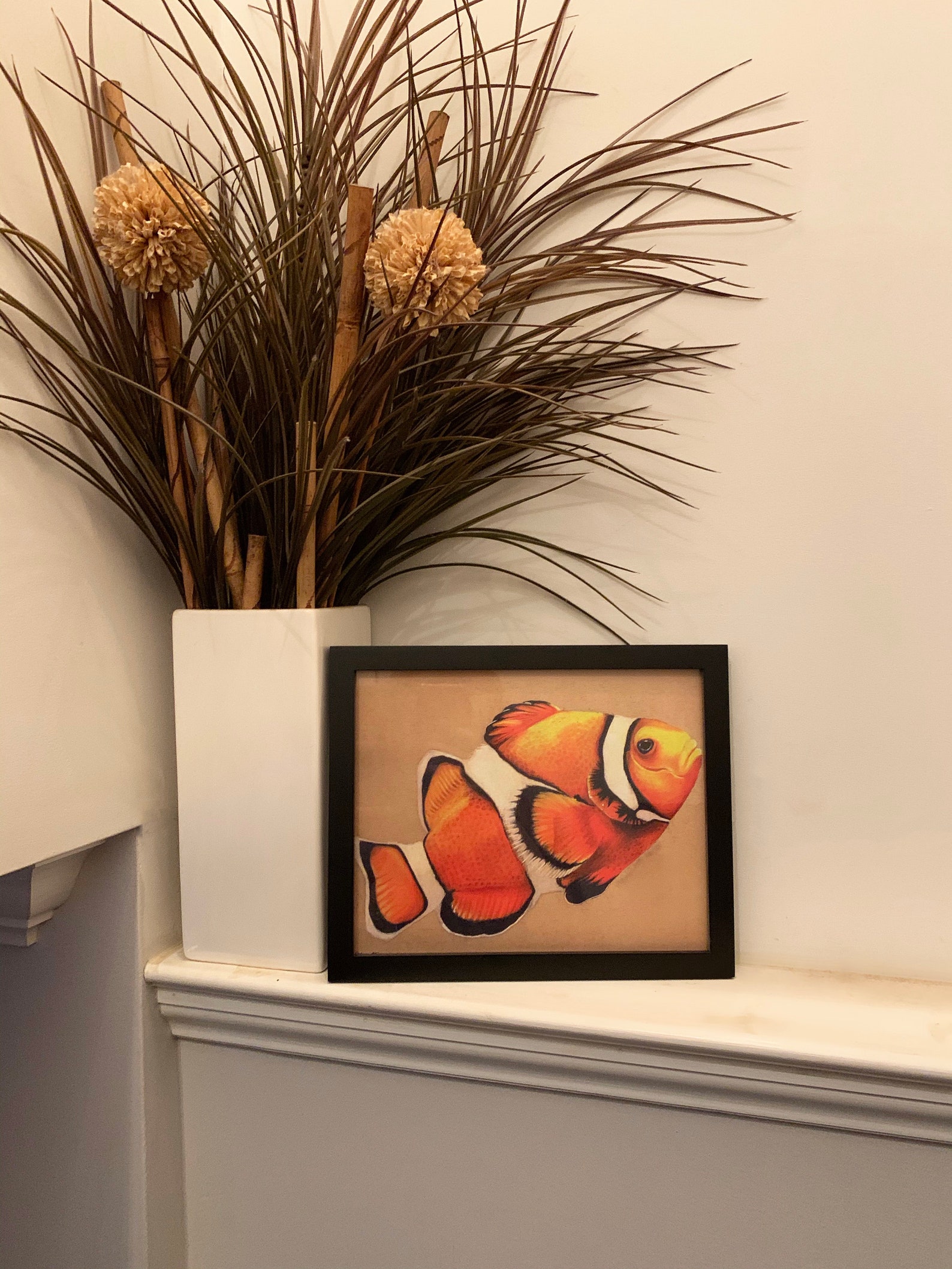 Clownfish Print 8x10 Inches, Hand Drawn Color Pencil Drawing Print ...