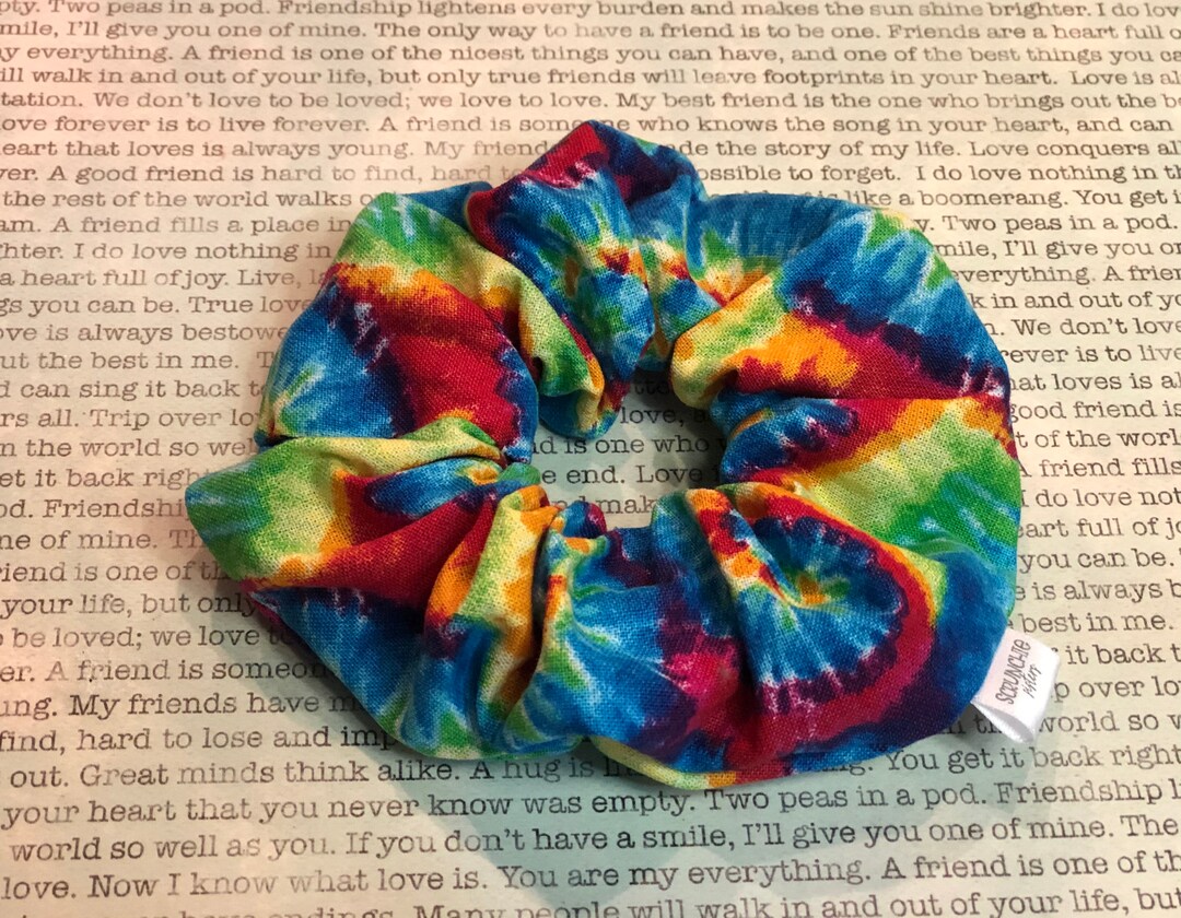 Tie Dye Cotton Scrunchie Rainbow Scrunchie Bright Colorful Scrunchies ...