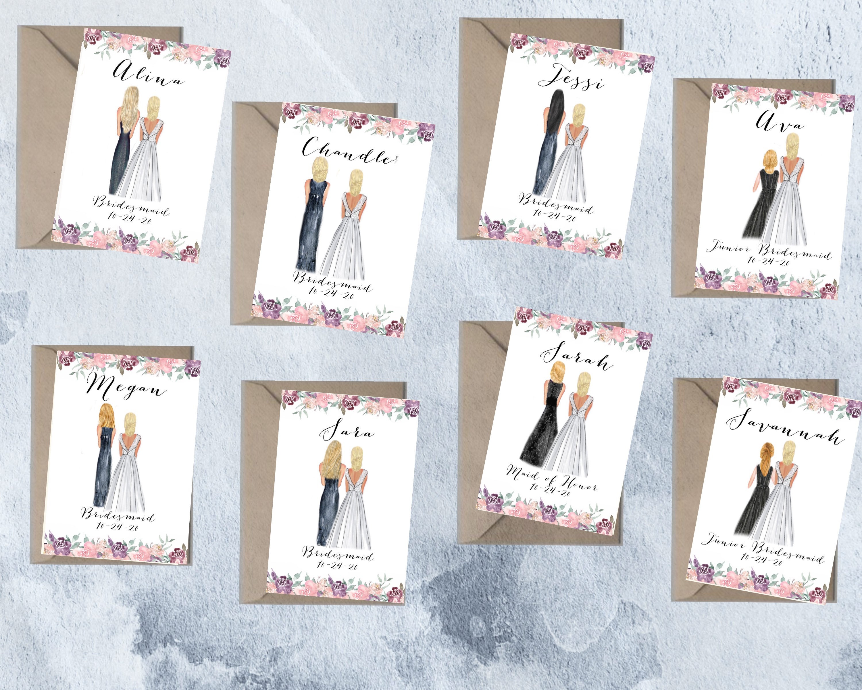 Custom Bridal Party Cards, Personalized Wedding Proposal Card - Etsy
